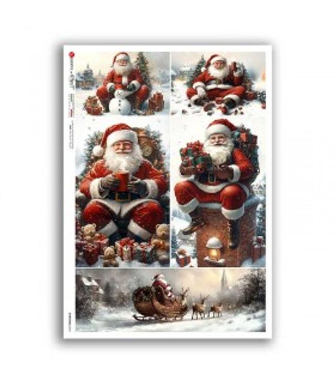 New! I Santa Collage I Decoupage Paper I DIY Project I Scrapbooking I ...