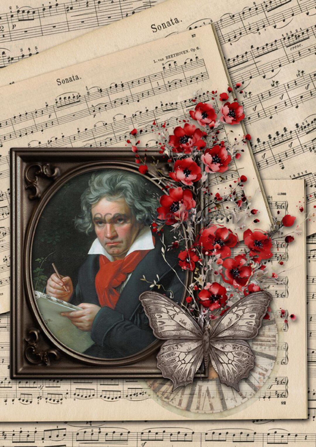 Beethoven I Decoupage Queen I Rice Paper Decoupage I Size A4 I ...