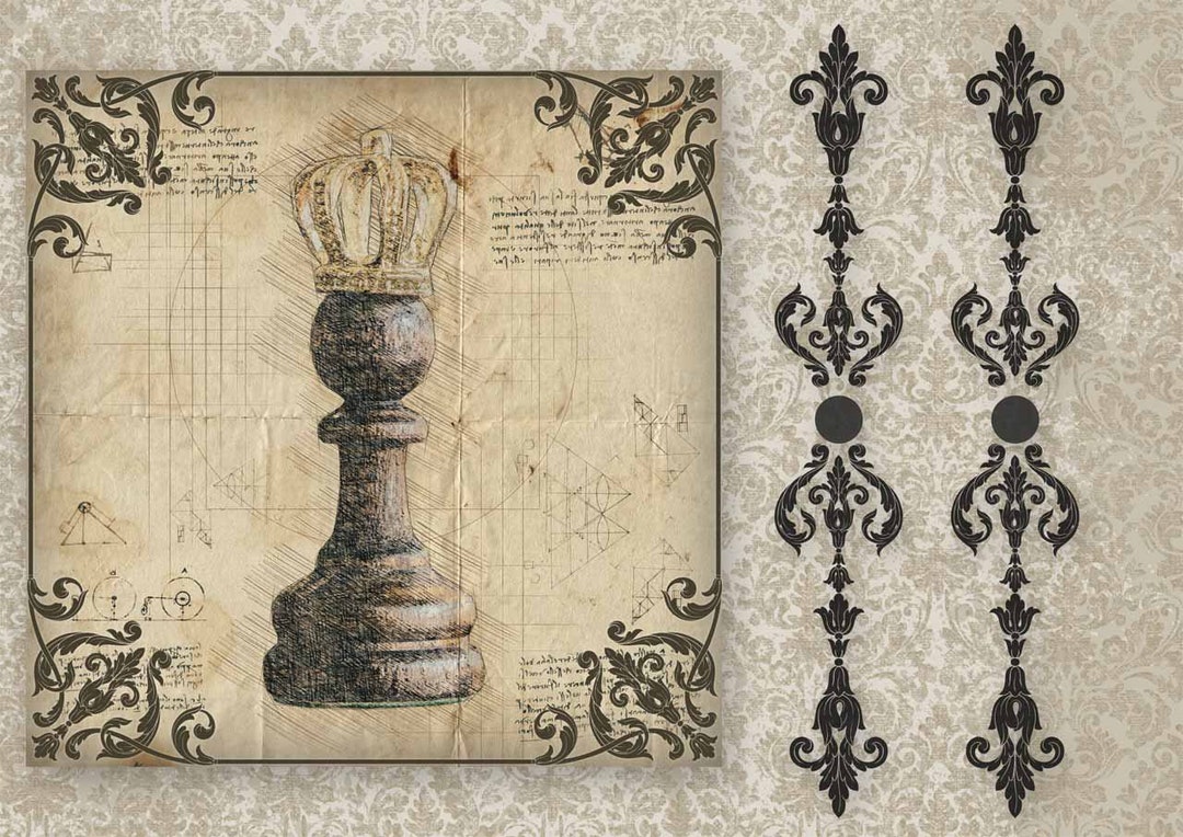Check Mate Rice Paper Size A4 Decoupage for Furniture, Mixed Media ...