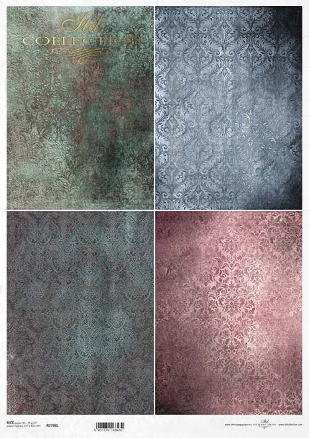 ITD Collection Demask Wallpaper 4 Pack One Sheet Rice Paper - Etsy