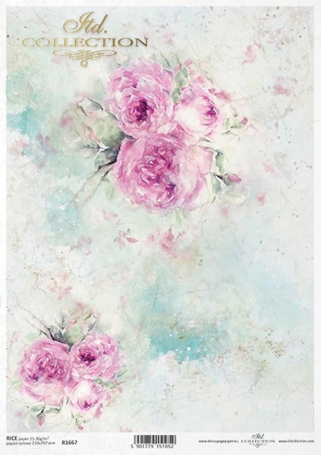 ITD Collection Shabby Chic Roses II Rice Paper Decoupage A4 for ...