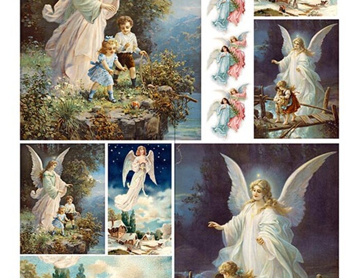 Paper Designs Washipaper Angels Watching Rice Paper Decoupage A4 for ...