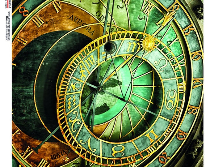 Paper Designs Washipaper Steampunk Clock Rice Paper Decoupage A4 for ...