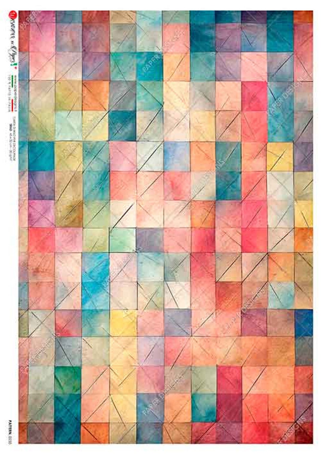 New ! Colorful Squares I Paper Designs I Rice Paper Decoupage I DIY I ...