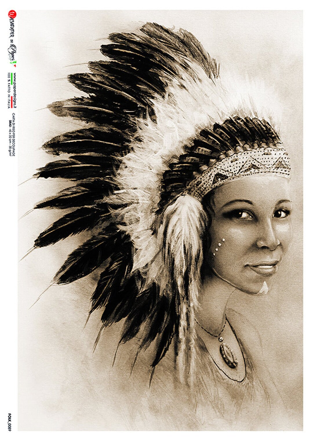 Paper Designs Washipaper Native American Woman II Rice Paper Decoupage ...