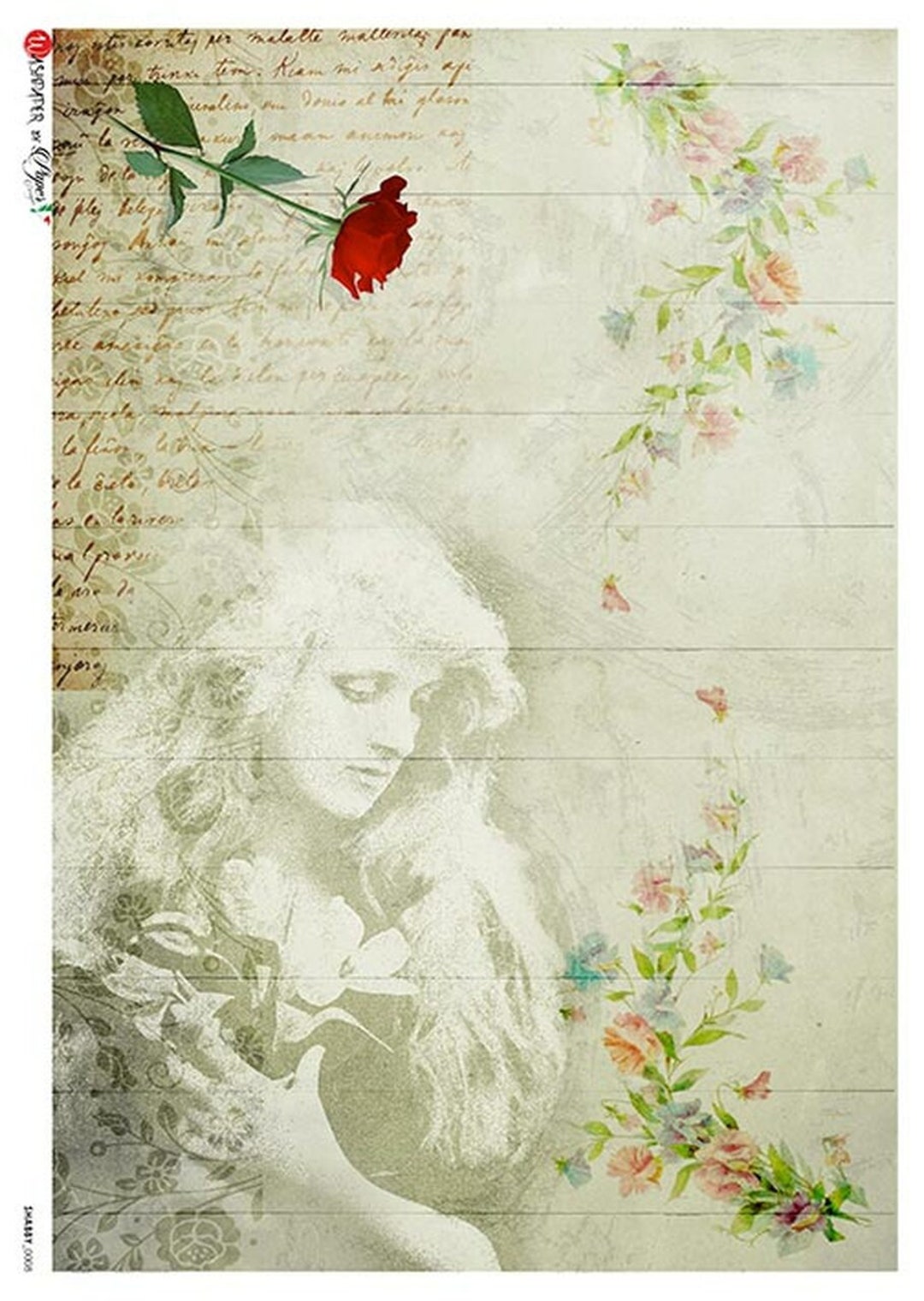 Paper Designs Washipaper Shabby 0008 Rice Paper Decoupage Size A4 for ...