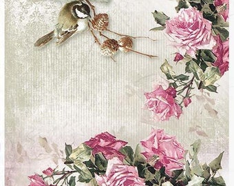 ITD Collection Shabby Chic Roses Rice Paper Decoupage A4 for Decoupage ...