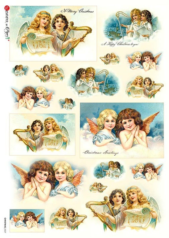 Paper Designs Washipaper Angels Rice Paper Decoupage A4 for | Etsy