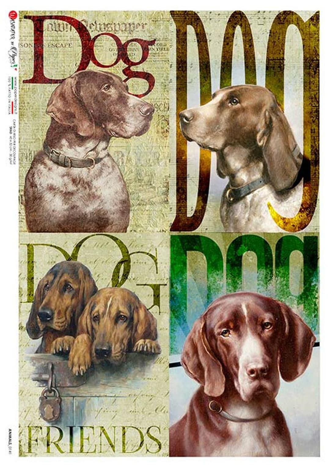 Paper Designs Washipaper Dogs II Rice Paper Decoupage A4 for DIY ...