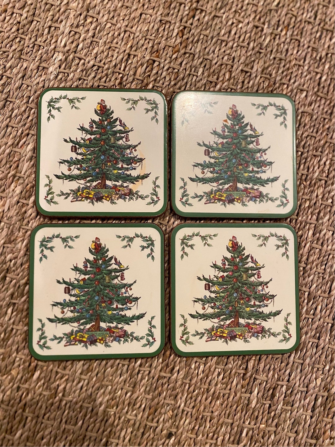 Set of 4 Pimpernel Spode Christmas Tree Coasters - Etsy