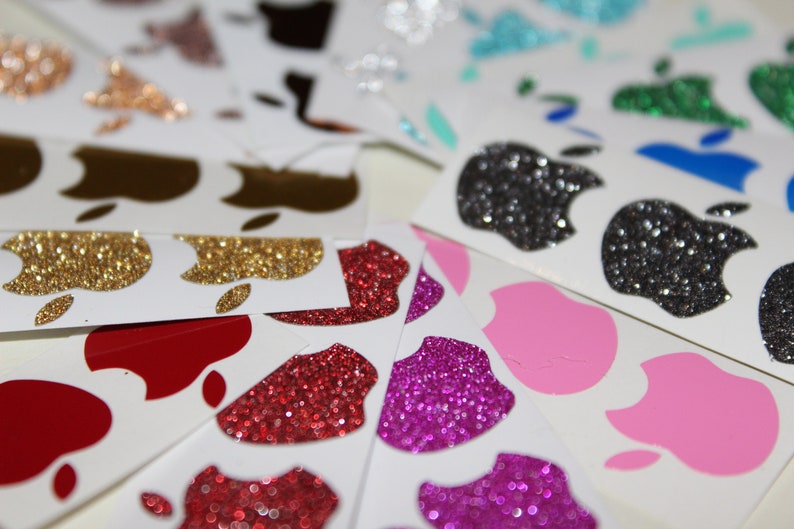 Custom Color and Glitter Sparkle Apple Logo Decal Sticker for - Etsy