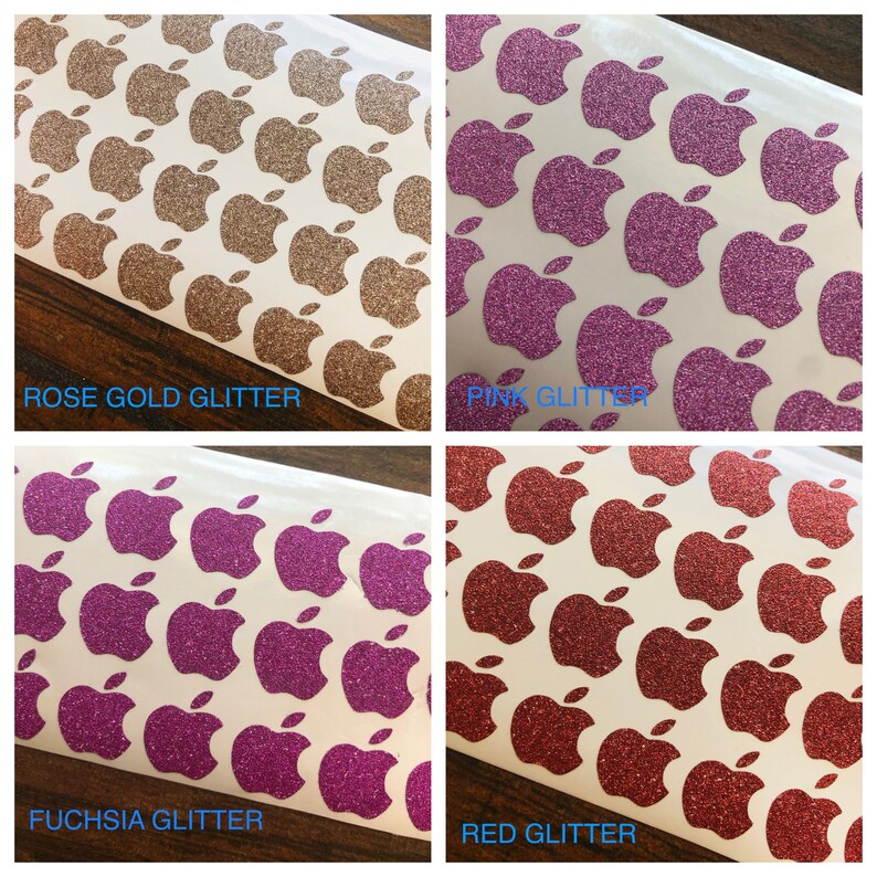 Custom Color and Glitter Sparkle Apple Logo Decal Sticker for - Etsy