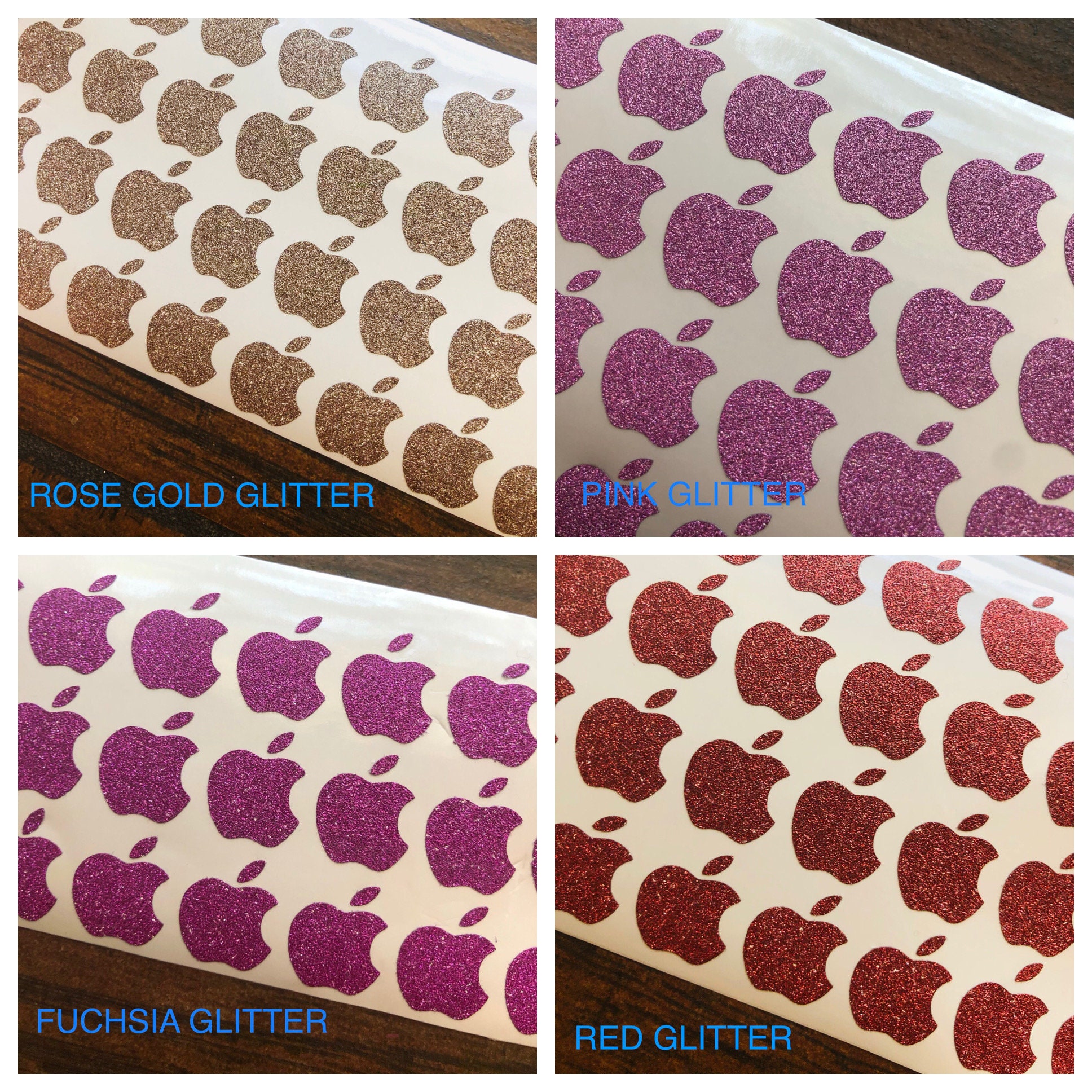 Custom Color and Glitter Sparkle Apple Logo Decal Sticker for - Etsy UK