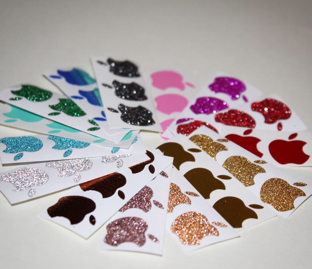 Custom Color and Glitter Sparkle Apple Logo Decal Sticker for Iphone ...