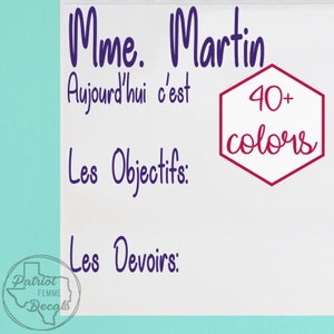 French Class Custom Whiteboard Teacher Name Decals Labels Stickers ...