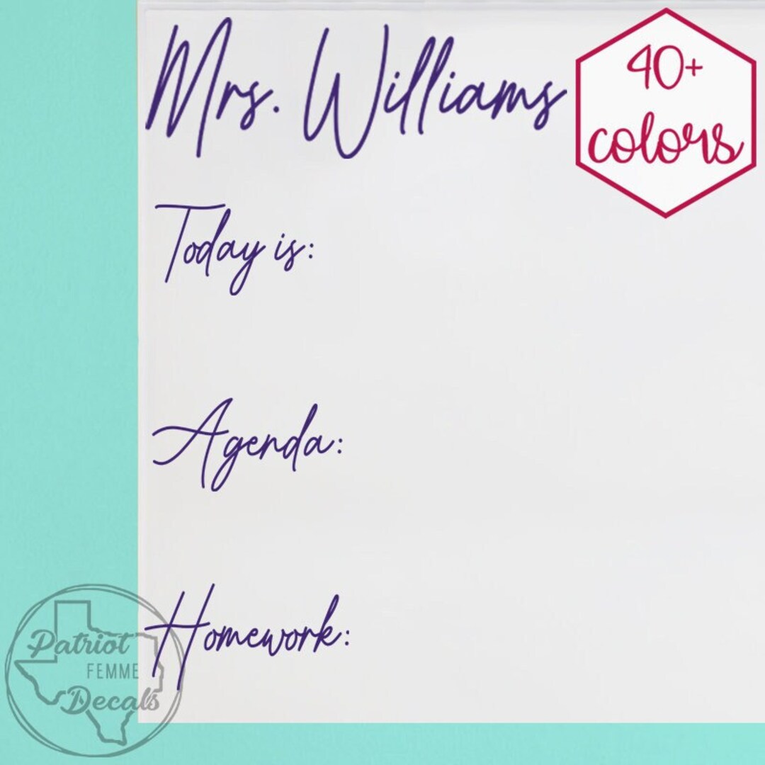 Custom Whiteboard Decal Sticker Teacher Name Decals Dry Erase Labels ...