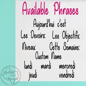 French Class Custom Whiteboard Teacher Name Decals Labels Stickers ...