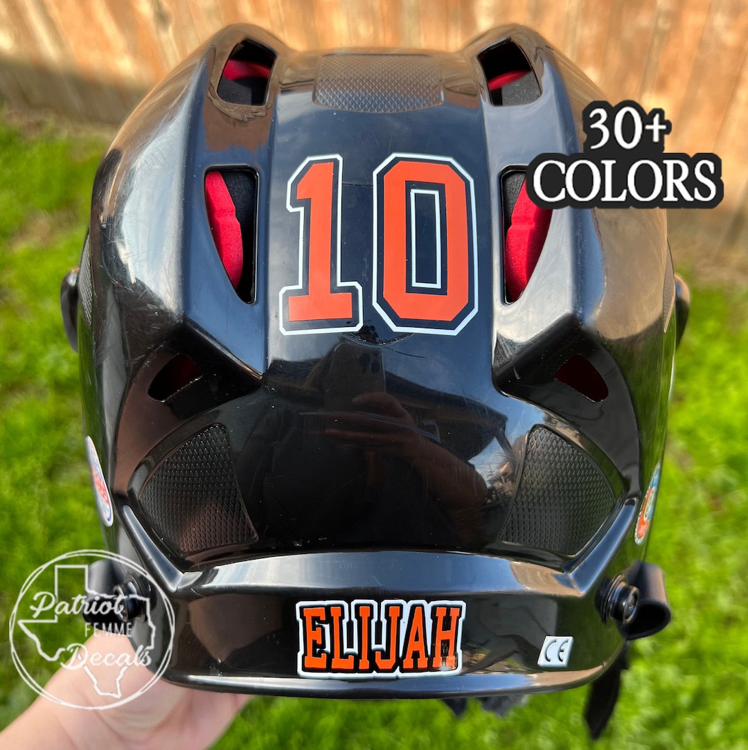 Custom Hockey Helmet Label Decal Name Jersey Number Athletic Decals ...