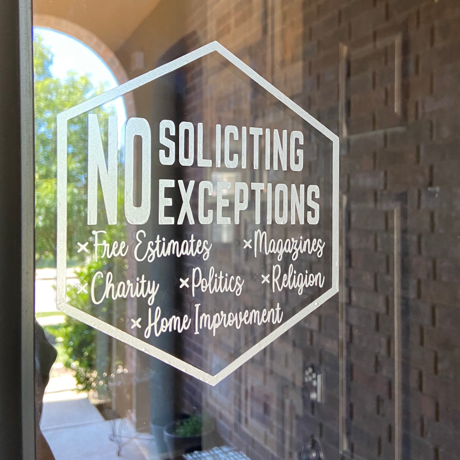 No Soliciting Sign Glass Window Decal Sticker Storm Front Door - Etsy