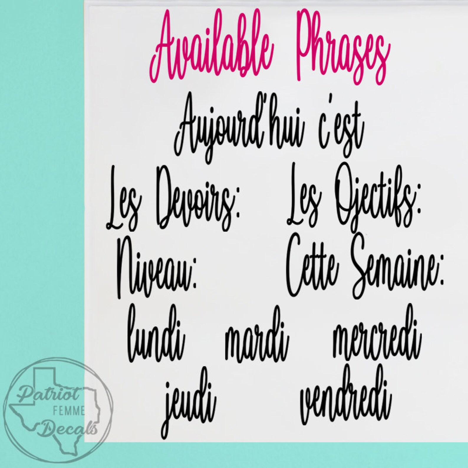 French Class Custom Whiteboard Teacher Name Decals Labels - Etsy