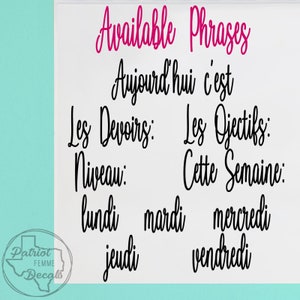 French Class Custom Whiteboard Teacher Name Decals Labels Stickers ...
