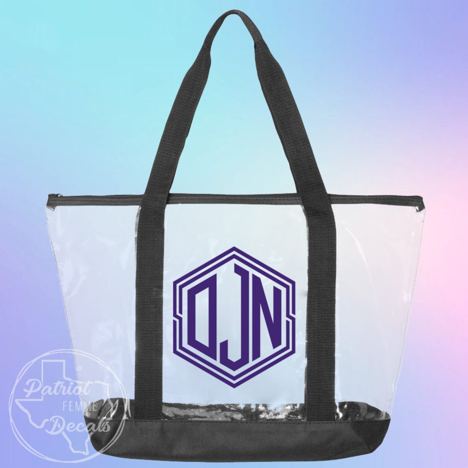 Custom Monogram Decal for Clear Bag Acrylic Clutch DIY Fanny Pack ...