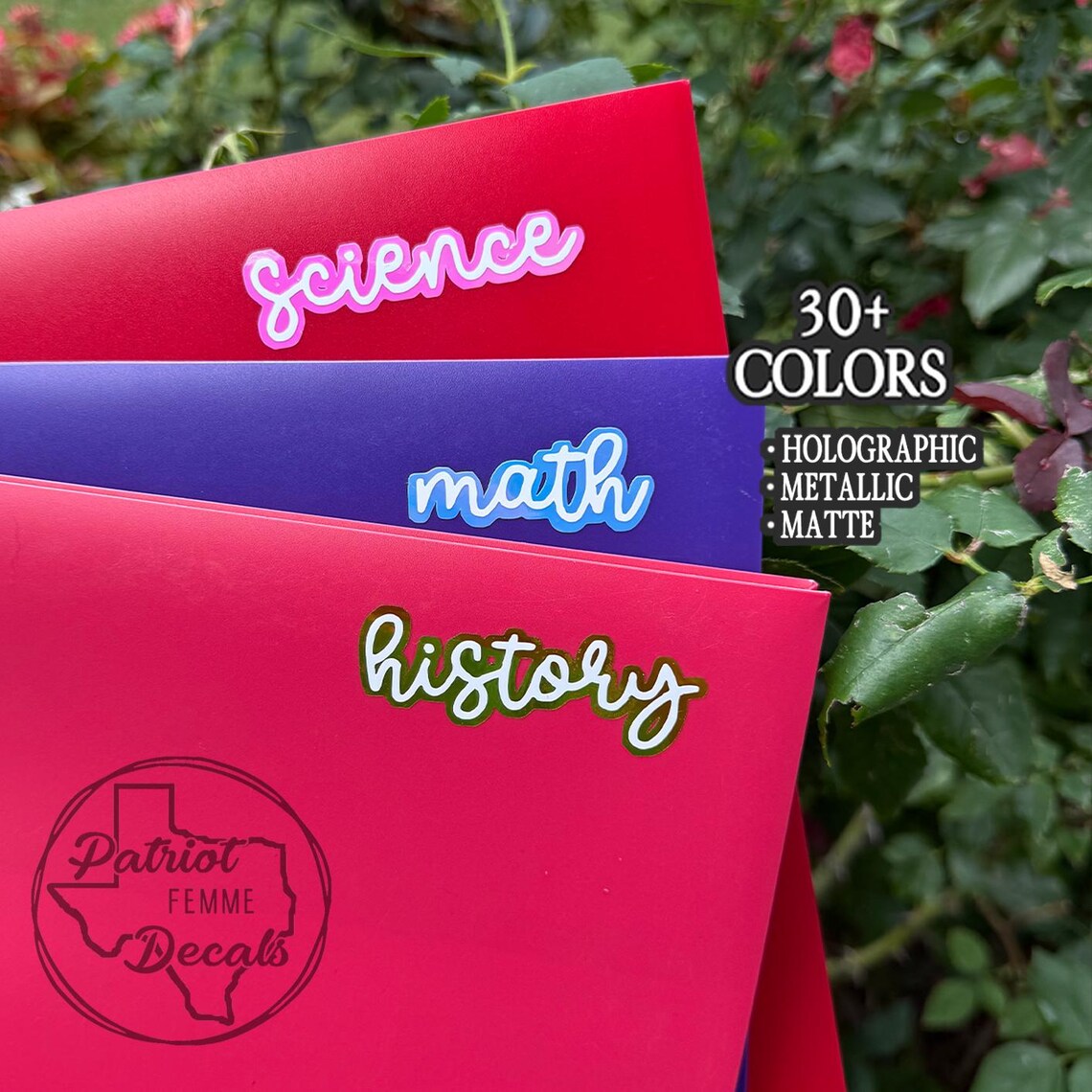 School Subject Labels Custom Class Name Sticker Middle High School ...