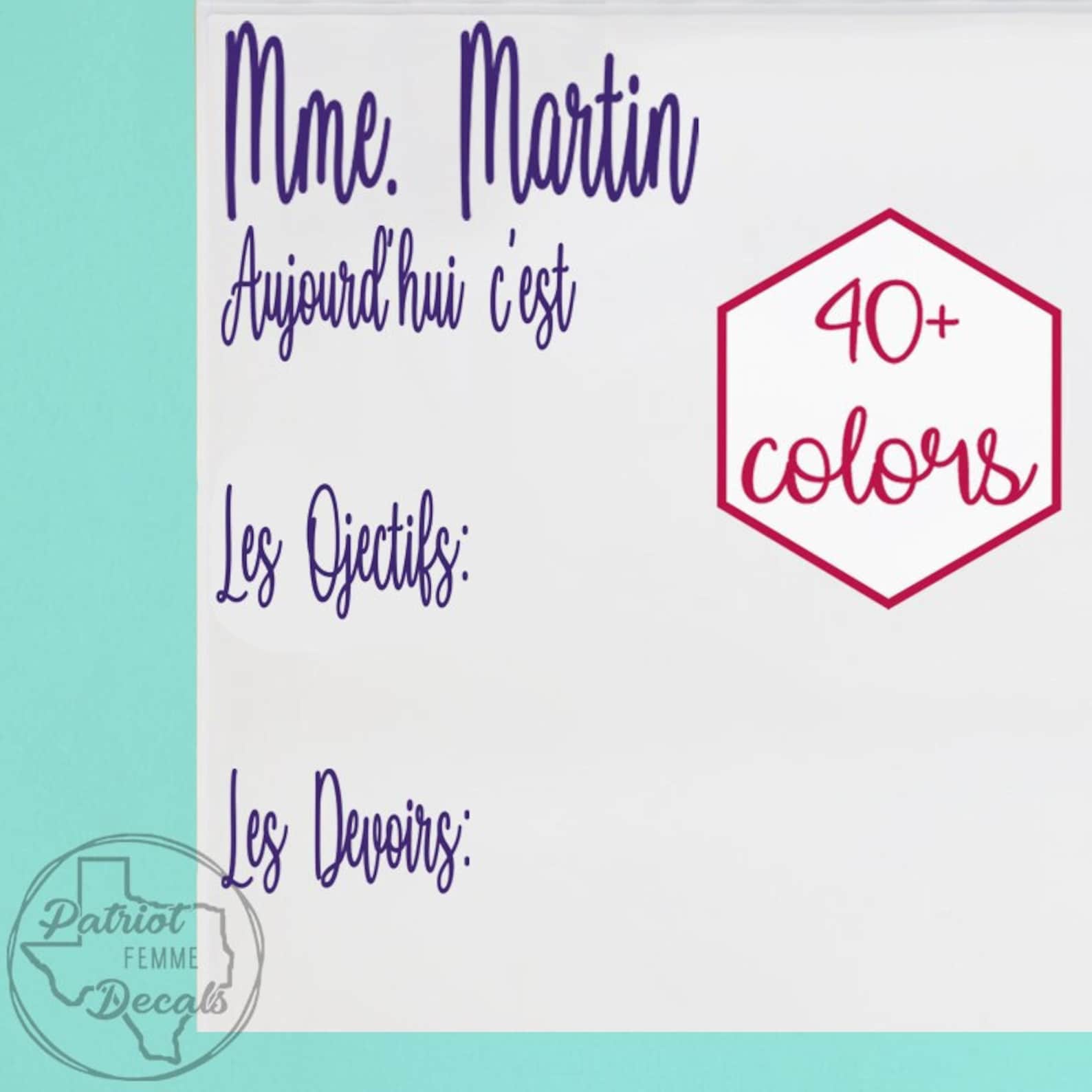 French Class Custom Whiteboard Teacher Name Decals Labels - Etsy