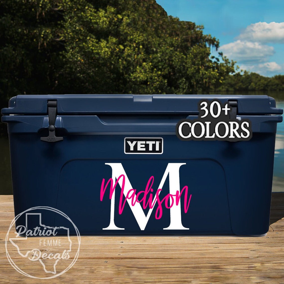 Custom Cooler Decal Monogram Name Decals Yeti RTIC Boat Party Decor ...