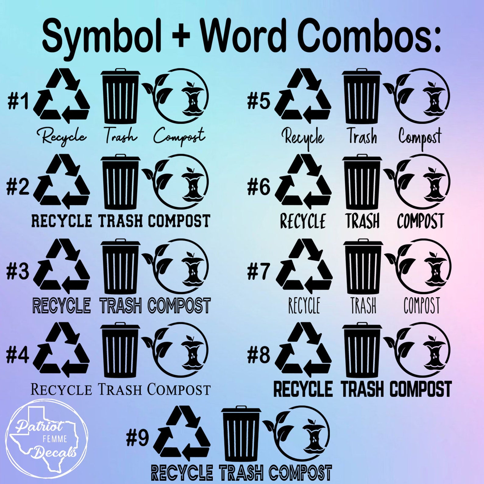 Trash Recycle Compost Sticker Labels Decal Garbage Can Bin - Etsy