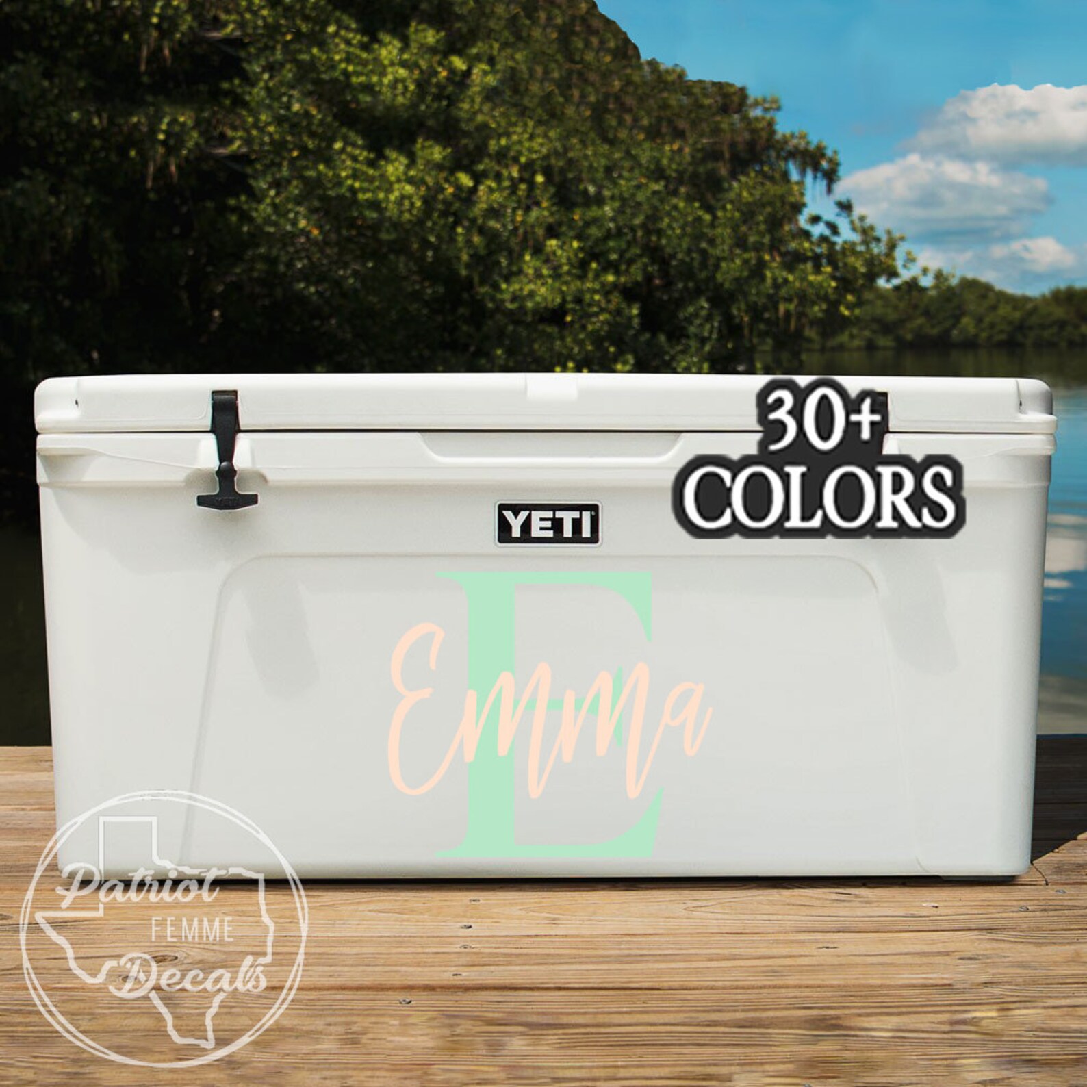 Custom Cooler Decal Monogram Name Decals Yeti RTIC Boat Party Decor ...