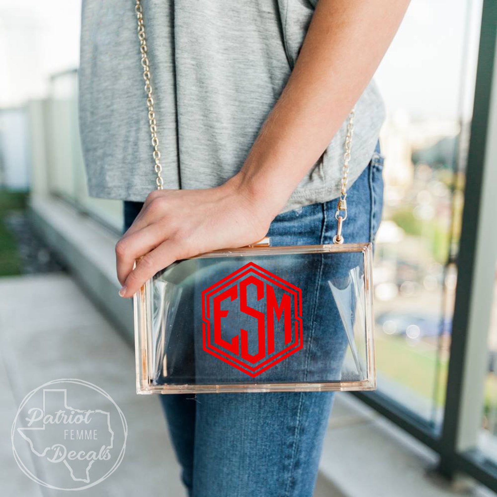 Custom Monogram Decal for Clear Bag Acrylic Clutch DIY Fanny Pack ...