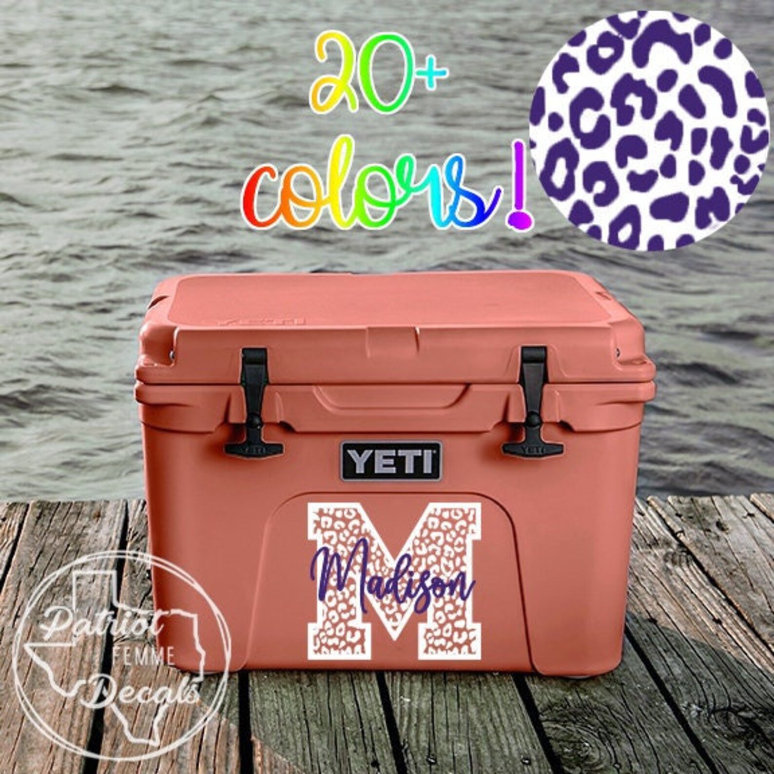 Custom Cheetah Monogram Decal Cooler Name Decals Yeti RTIC | Etsy