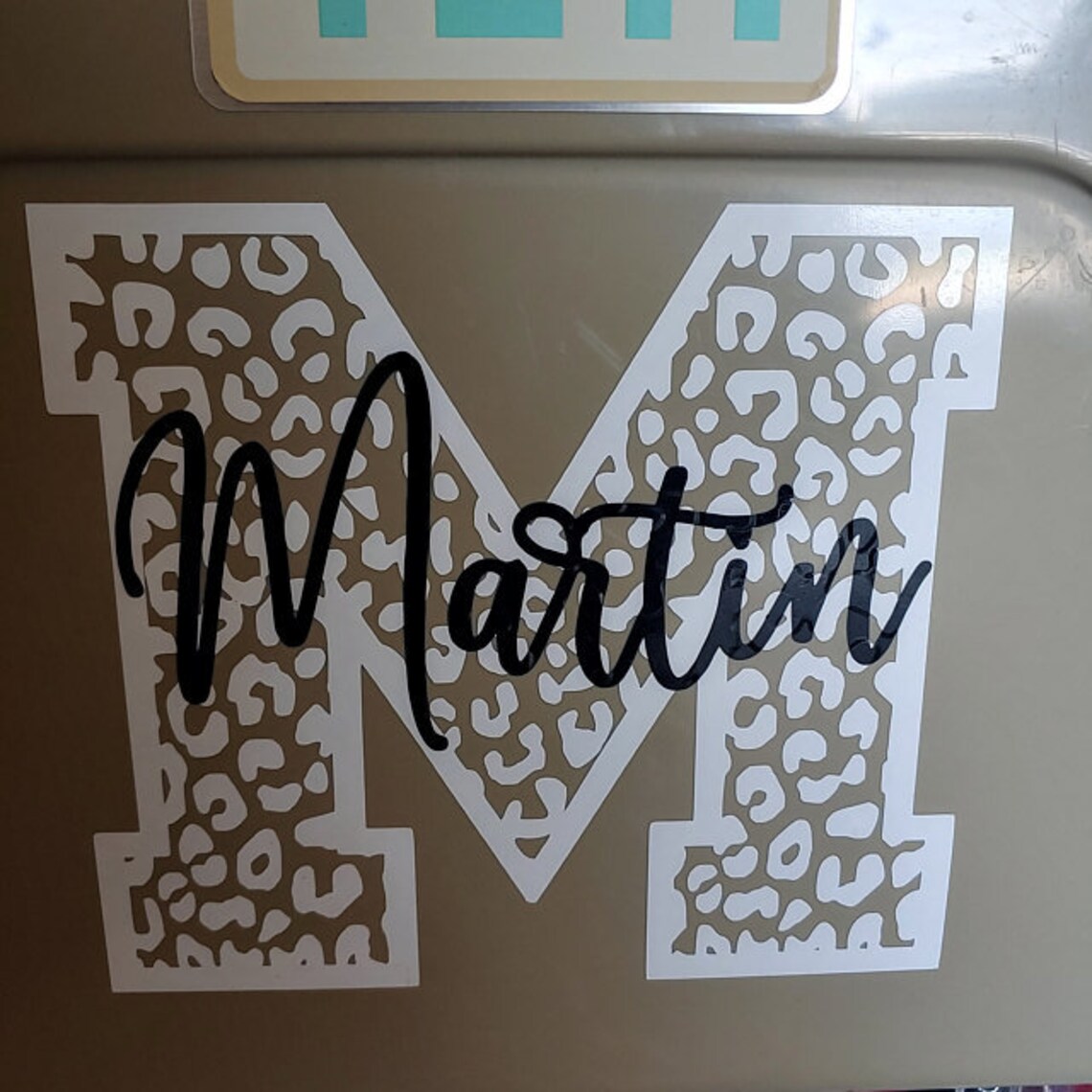 Custom Cheetah Monogram Decal Cooler Name Decals Yeti RTIC | Etsy