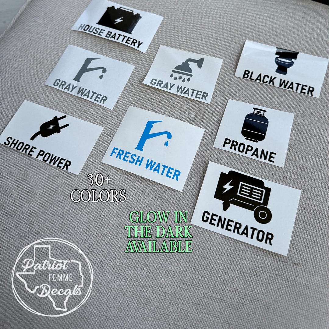 RV Utility Hookup Labels Black Water Label Decal Camper Decals Fresh ...