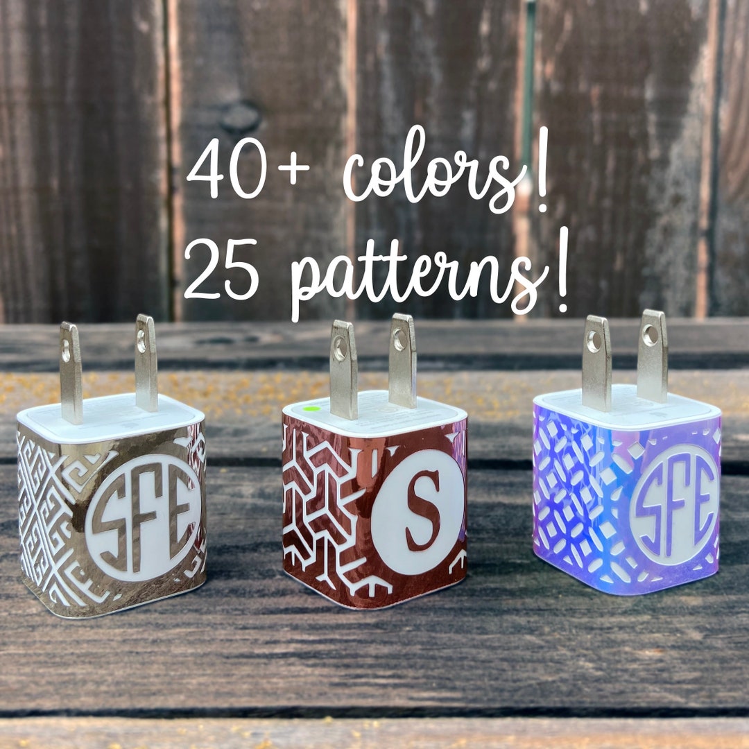 Custom iPhone Charger Decal USB Adapter Monogram Wrap Decals Wraps ...