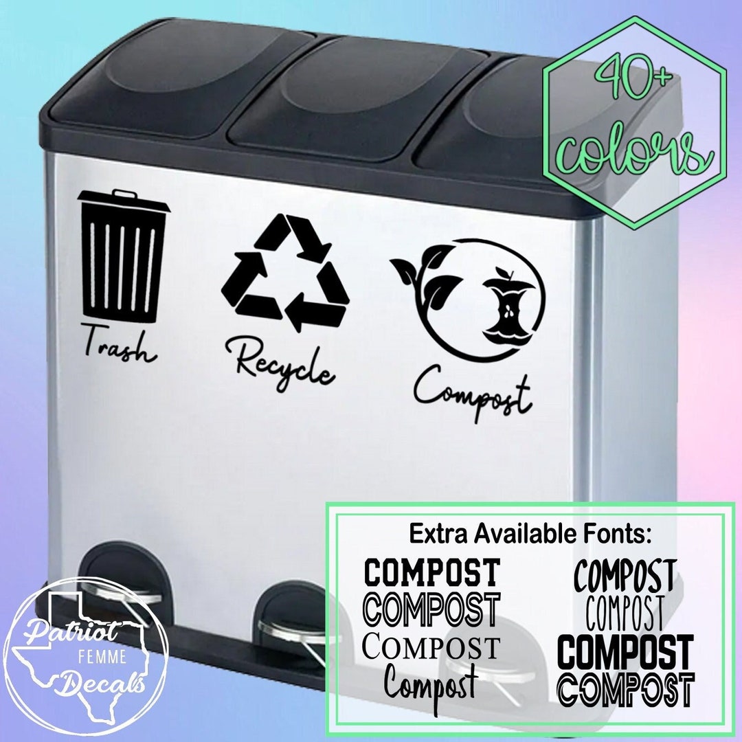 Trash Recycle Compost Sticker Labels Decal Garbage Can Bin Label Bins ...