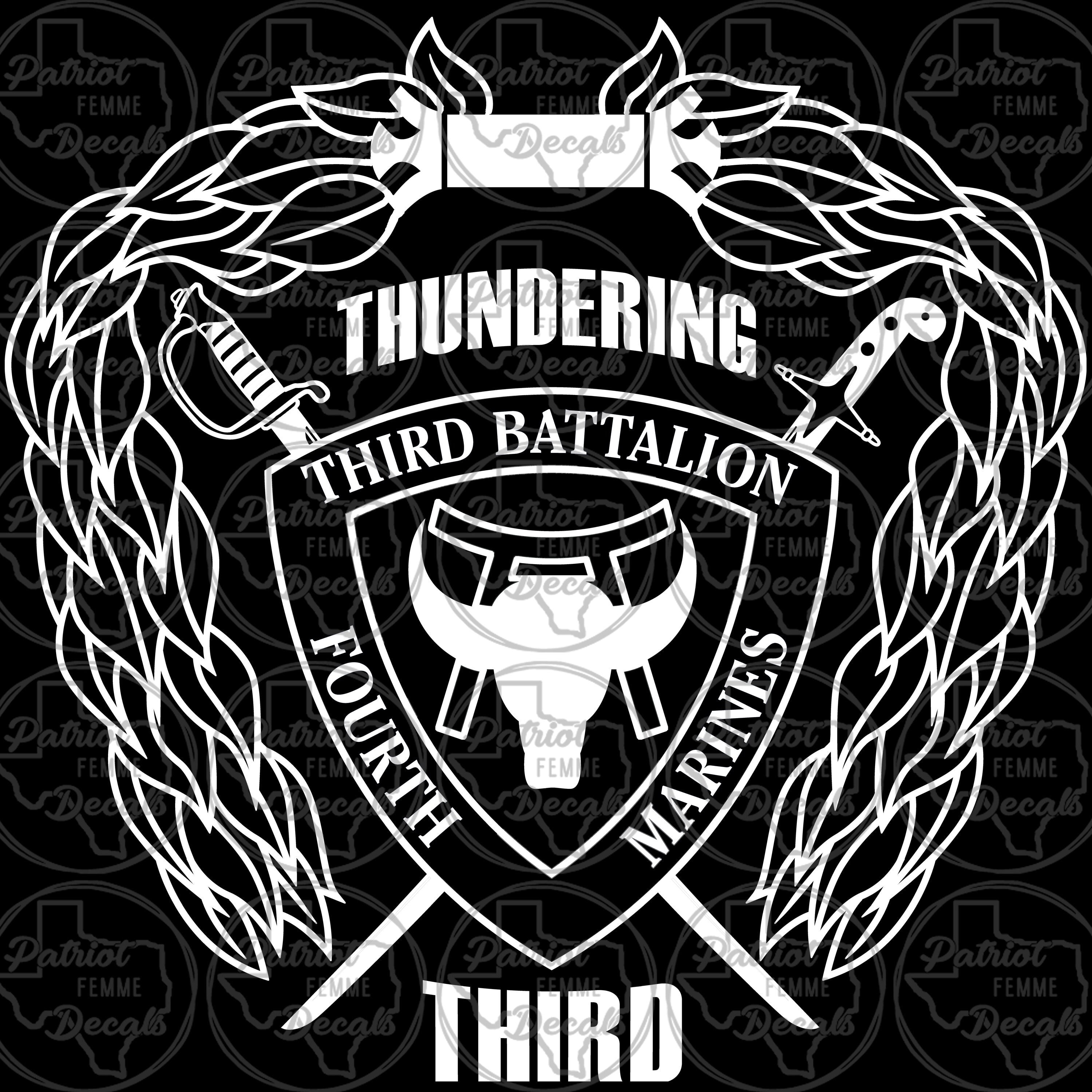 USMC Third Battalion Fourth Marines Insignia Decal Sticker Kilo India ...