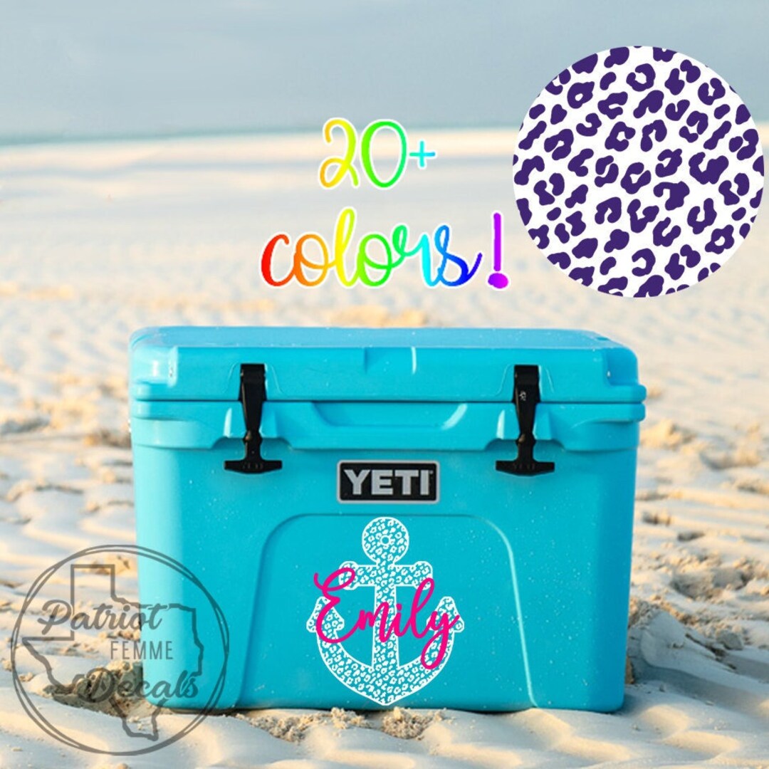 Custom Anchor Name Decal Cheetah Yeti Cooler Decals RTIC Vinyl RV Boat ...