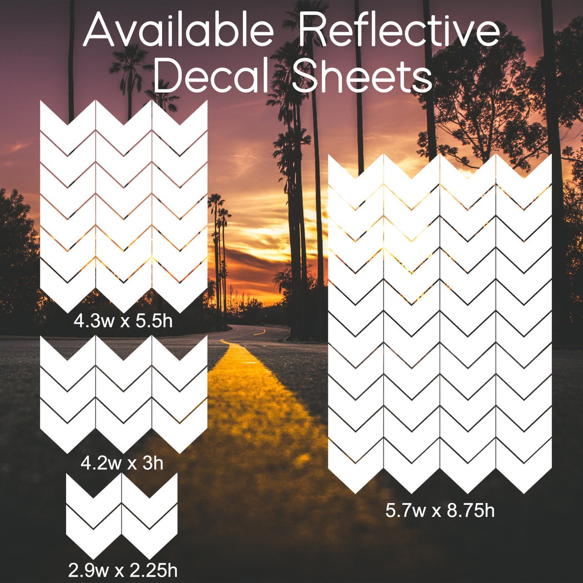 Chevron Reflective Bike Safety Decals Helmet Body Decal Fork Rim Rims ...
