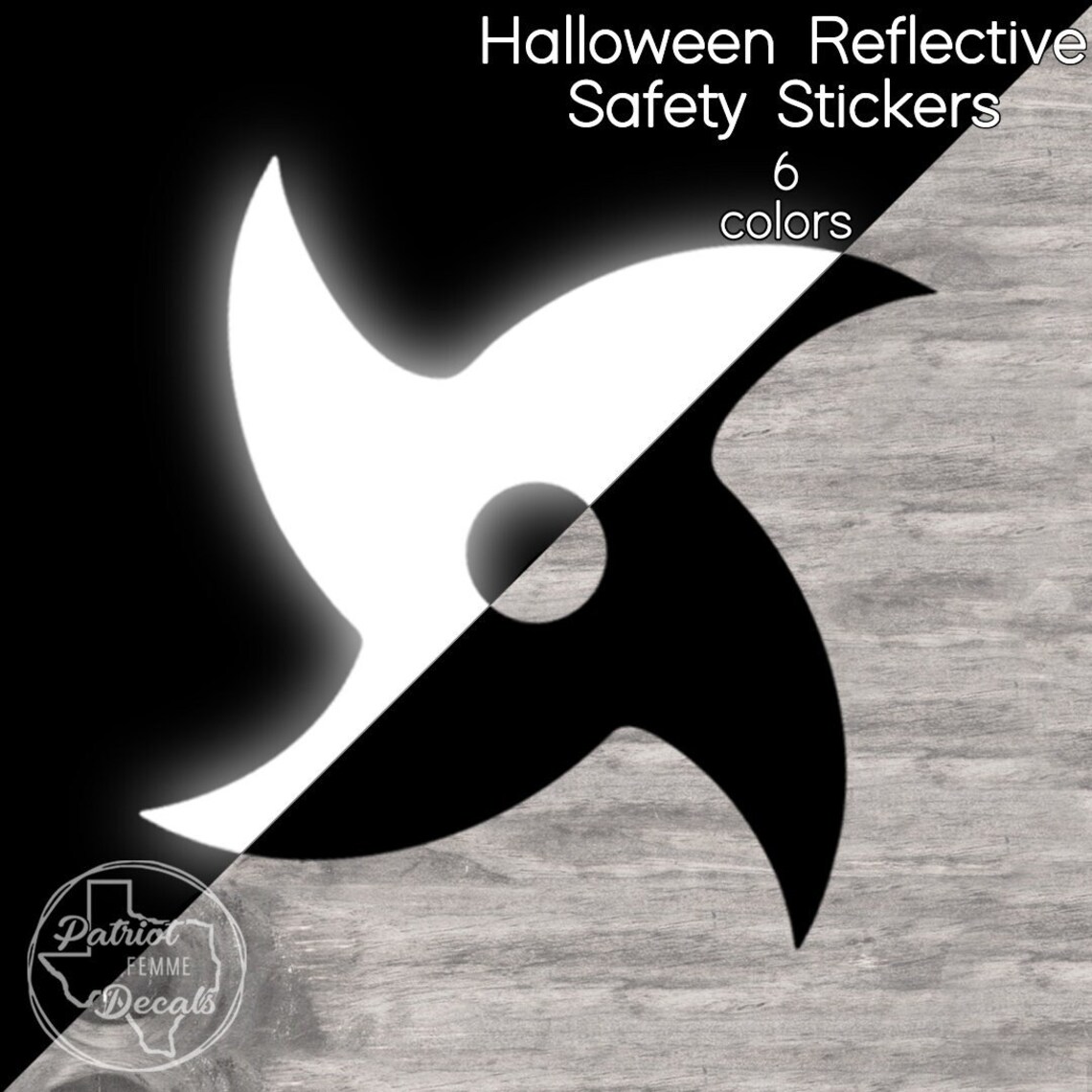 Halloween Reflective Safety Stickers Ninja Throwing Star Kids Bucket ...