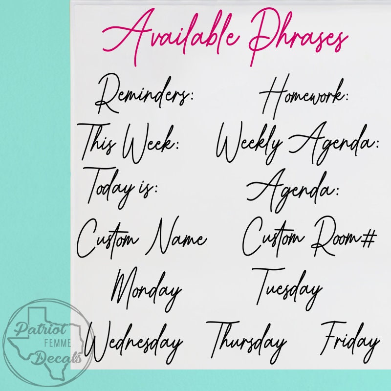 Custom Whiteboard Decal Sticker Teacher Name Decals Dry Erase Labels ...