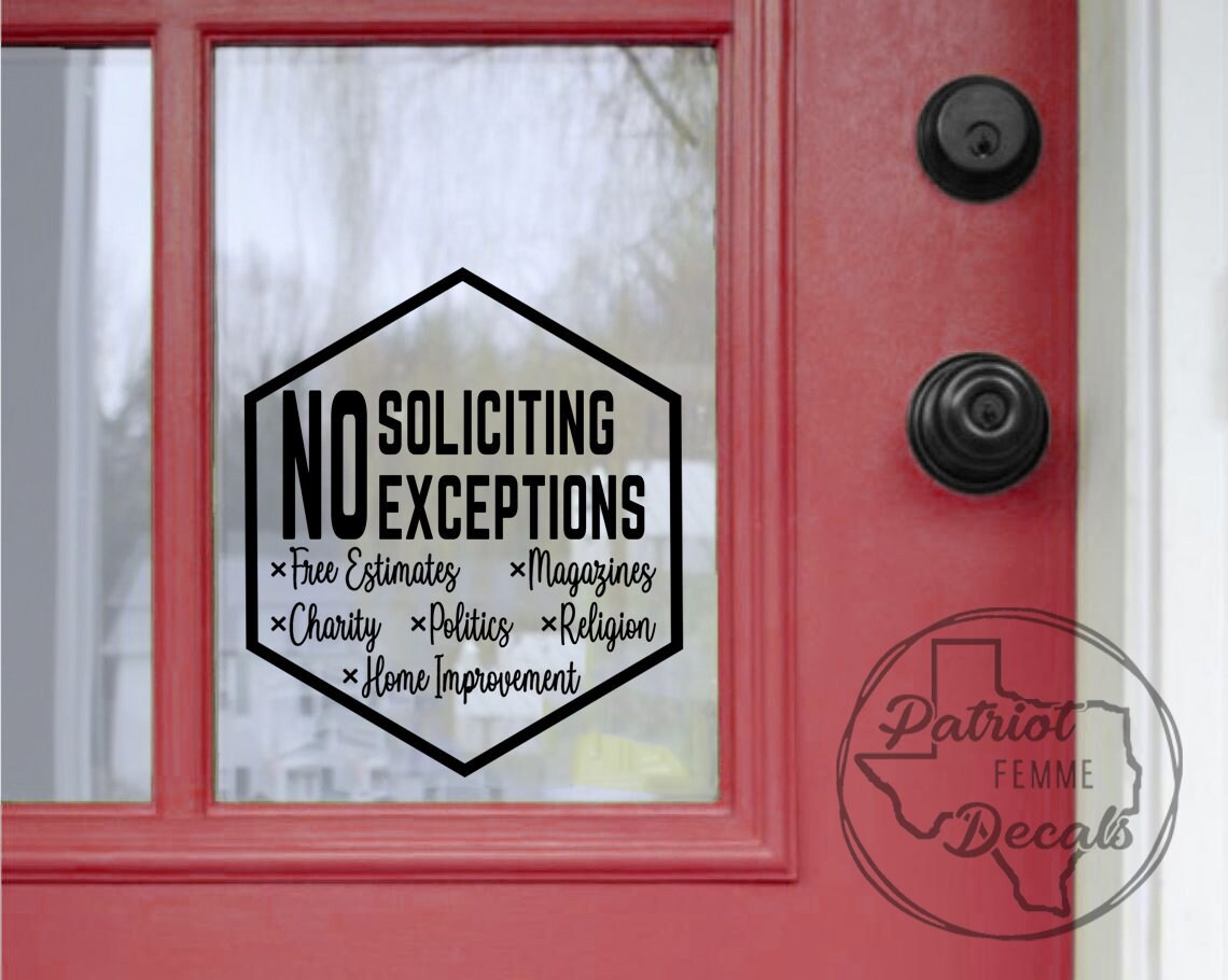 No Soliciting Sign Glass Window Decal Sticker Storm Front Door Gift ...