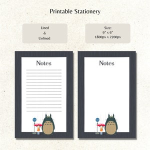 Ghibli Totoro Printable Stationery - Notepad - Note Paper - Instant ...