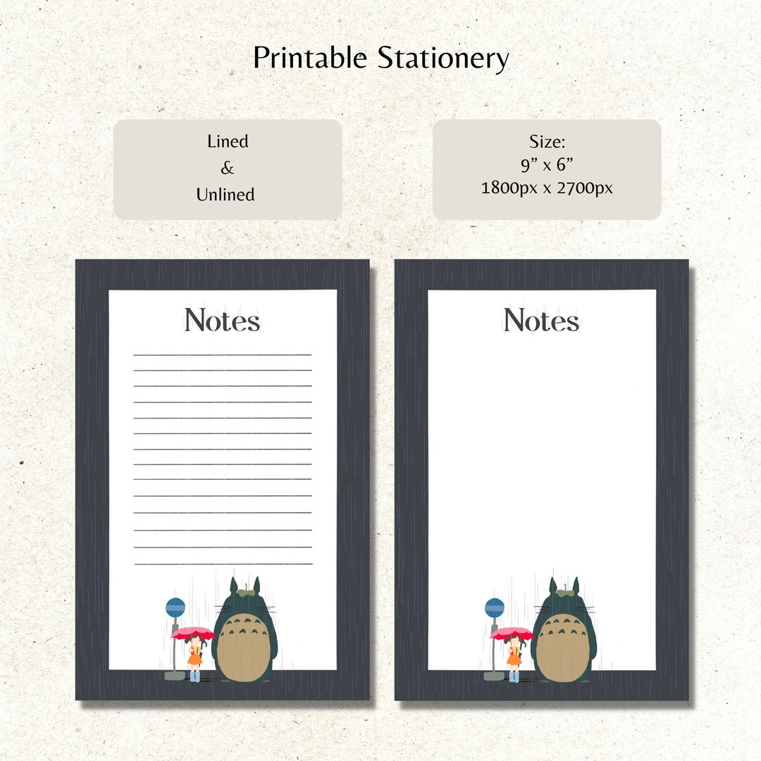 Ghibli Totoro Printable Stationery - Notepad - Note Paper - Instant ...