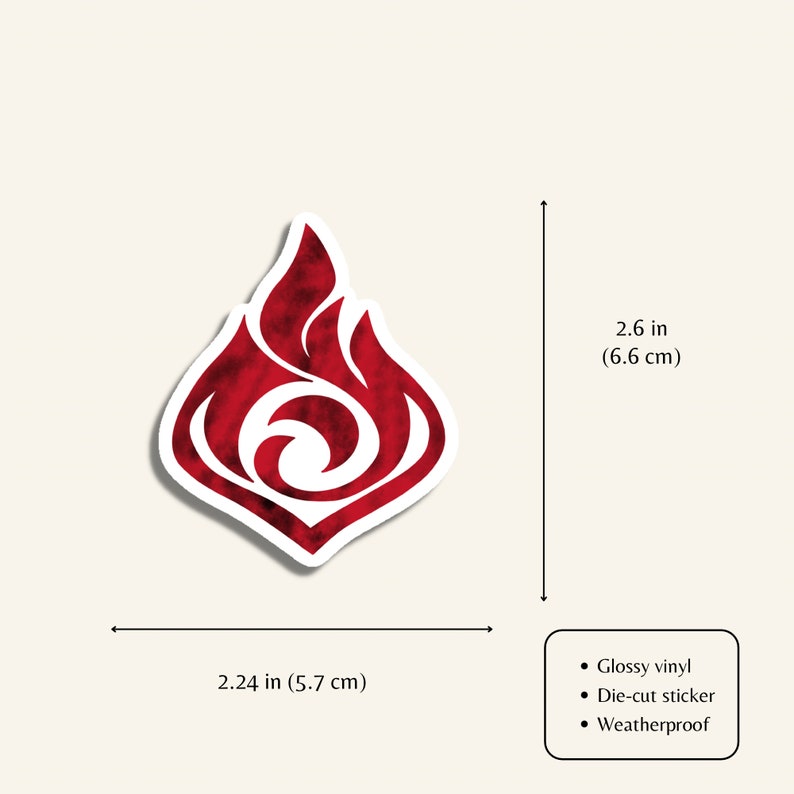 Genshin Impact Element Pyro Weatherproof Glossy Vinyl - Etsy