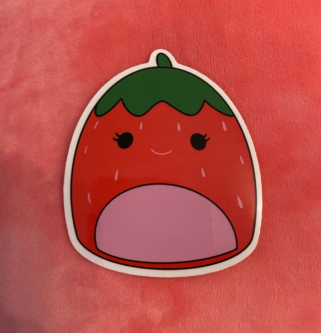 Scarlet Strawberry - Squishmallow - Cute Weatherproof Glossy Vinyl ...