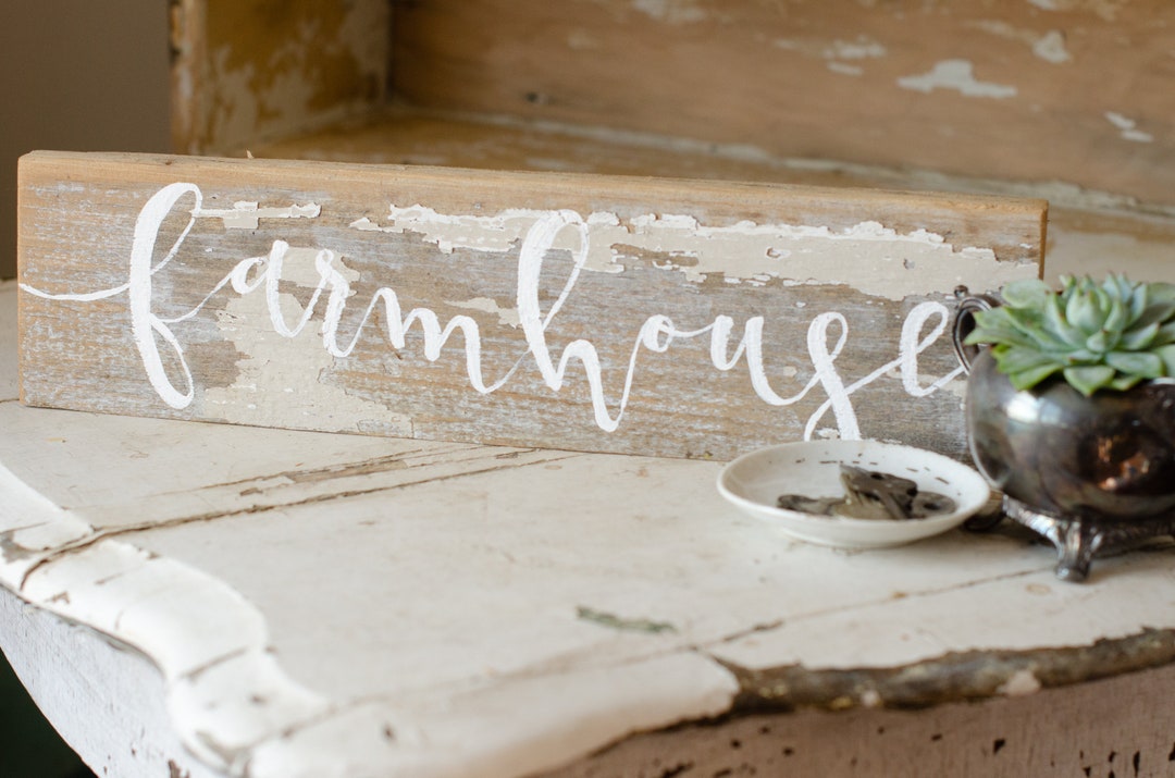 Reclaimed Barn Wood Hand Lettered Farmhouse Sign / Wall Hanging, Shelf ...