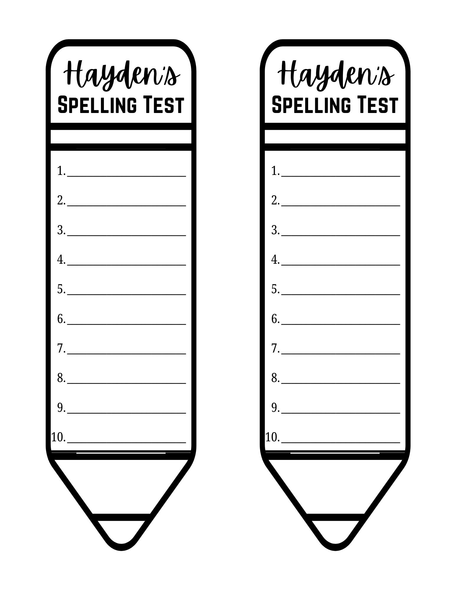 Spelling Test Template, Pencil, Fully Editable on Canva - Etsy