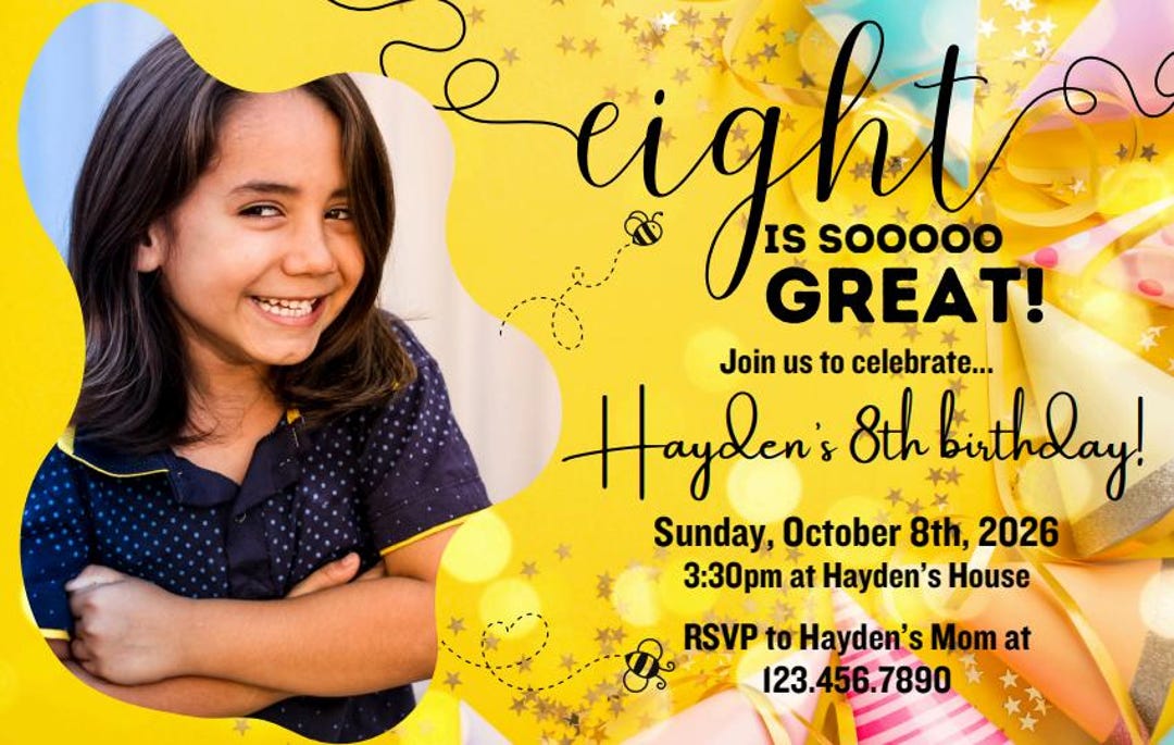 8th Birthday Invitation - Etsy